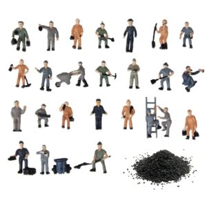 27 pcs 1:87 scale train track railroad worker model people figures set with rock basing kit miniature rock landscape rocks for miniature scenes