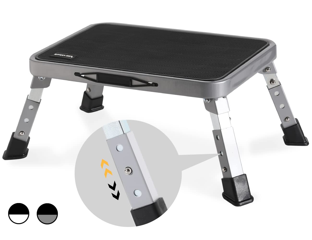 Double Elite 3 Levels Adjustable Folding Step Stool, Safer Metal Step Stools for Kids/Adults/Elderly, Kitchen RV Step Stool Heavy Duty, Small Stepping Stool Bed Bathroom,Foldable Foot Stool under Desk