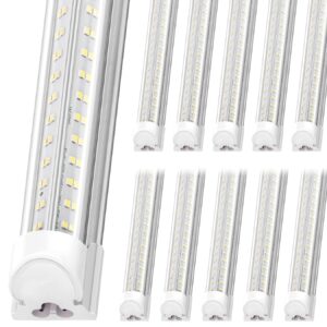 speeplant led shop light 8ft 10 packs, 100w 15000lm 5000k, linkable 8 foot led shop lights, super bright led garage light, v shape t8 led light fixture for workshop, double row led tube lights