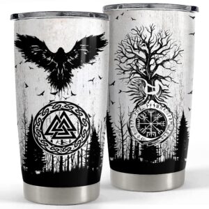 sandjest viking tumbler raven celtic 20oz tumblers with lid gift for men dad son christmas birthday