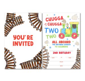 cute chugga chugga two two train 2nd birthday party invitations with envelopes set of 20 train 2 years old second birthday party invites fill in blank