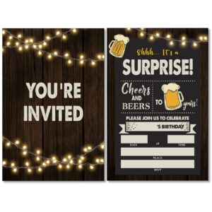 rustic surprise birthday party invitations with envelopes set of 20 chalkboard wood it's a surprise birthday party invites for men