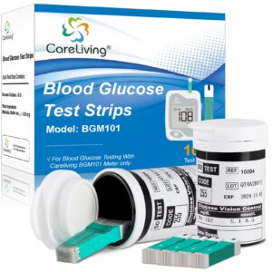 careliving bgm101 blood glucose test strips, for diabete sugar testing, 100 count