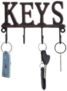 fairycity keys holder for wall metal vintage keys hook- 6.5" x 4.3" home decor key hanger decorative with 4 hooks,bronze