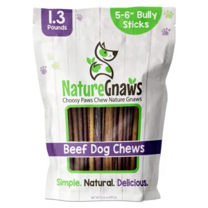 nature gnaws bully sticks for dogs (1.3lb)- premium natural beef dental bones - long lasting dog chew treats for aggressive chewers - rawhide free