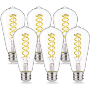 yimilite st58 (st19) led edison bulb 60 watt equivalent, cri 80+, high brightness natural white 4000k clear glass, dimmable vintage led lamp filament light bulbs, e26 medium base, 6 pack