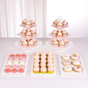 nwk 5 piece cake stand set with 2 x large 3-tier cupcake stands, 3 x appetizer trays, for wedding birthday baby shower tea party decorations