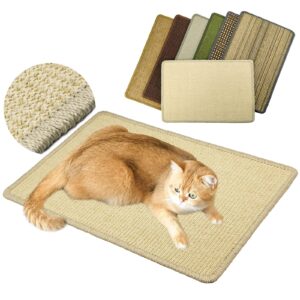 pethave cat scratcher mat, 23.6x15.7” natural sisal scratching mat with velcro tape,stick on floor and wall cat scratch pad rug, horizontal cat scratch mat protect carpet and sofa (natural color)