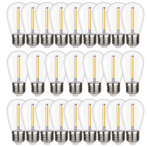 yimilite s14 outdoor string light bulbs, shatterproof replacement bulbs, 1w equivalent to 10w, waterproof 2200k warm white led light bulbs, e26 base 25 pack