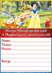 set of 20 snow white -themed happy birthday invitation cards & envelopes - lightweight (240g), postcard style invites for the perfect party pack