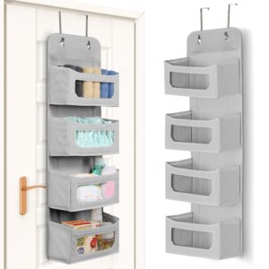 utopia home 4 shelves hanging closet organizers and storage organizer for closet, rv baby kids closet door organizers and storage, over the door organizer nursery, bedroom, grey (pack of 1)