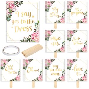 33 pieces say yes to the dress signs paddles wedding dress shopping signs with wood sticks and double side tape for bridesmaids and brides bachelorette party games gifts