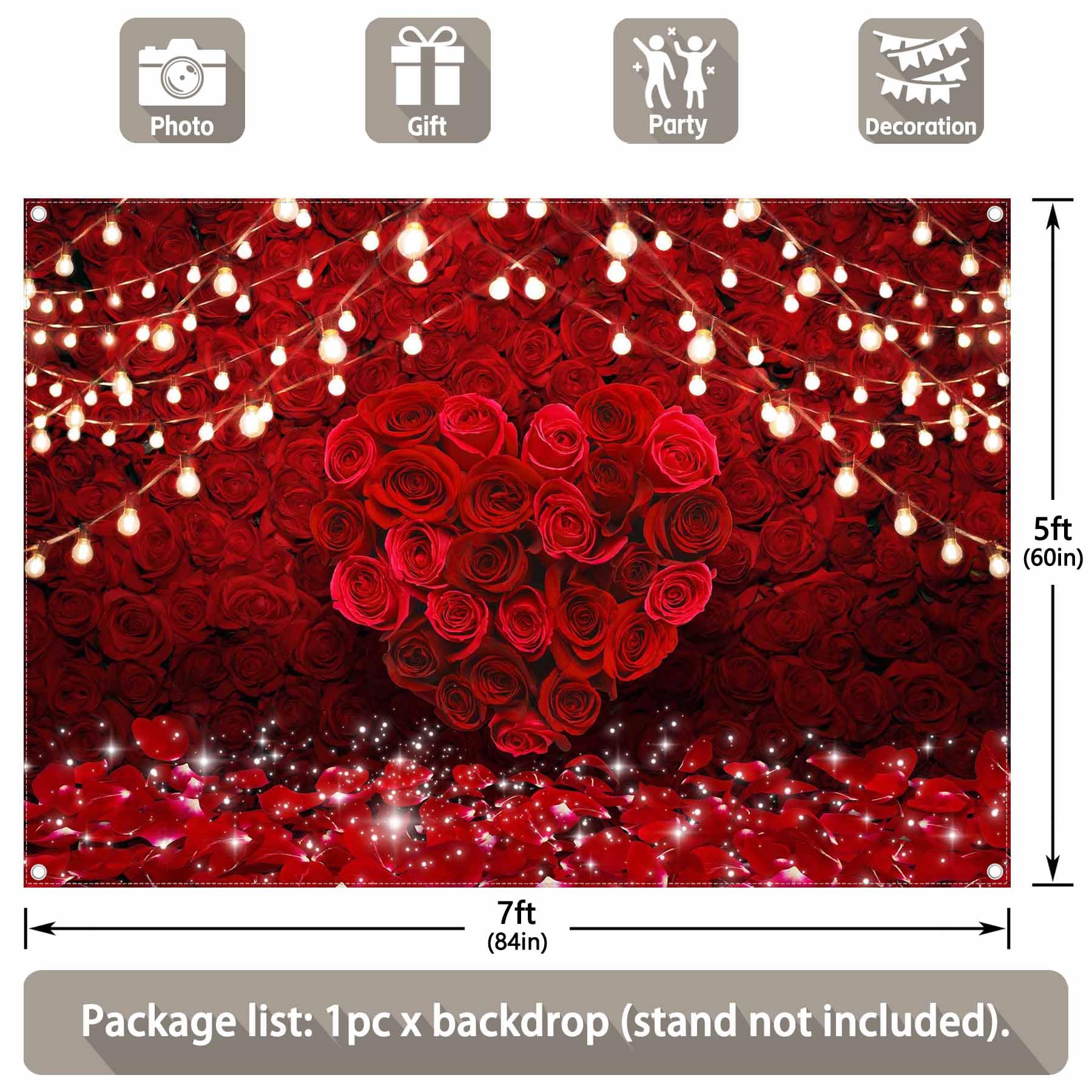 YCUCUEI 7x5ft Red Rose Photography Backdrop Floral Wall Valentine's Day Wedding Bridal Mother's Day Birthday Party Decoration Photo Booth Studio Props