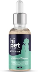 hipet liquid probiotics for dogs and cats, digestive enzymes for dogs, 13 billion cfu/ml, lactose intolerance formula for pets, cat and dog probiotics for digestive health, 1.7 fl oz