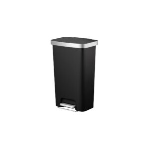 black plastic trash can, 11.9-gallon kitchen step trash can, garbage container bin, wastebasket, plastic kitchen waste bin with lid, garbage container bin, bathroom step trash can for home and kitchen