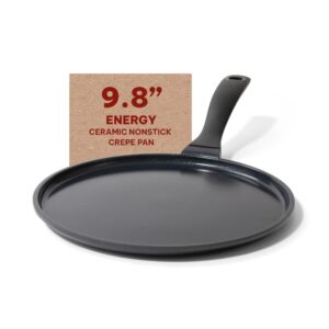 alva energy ceramic nonstick crepe pan griddle skillet induction non toxic cookware 9.8" pfas, pfoa & pfte free, pancake pan, egg pan, omelette pan, induction safe, add to your pots and pans set