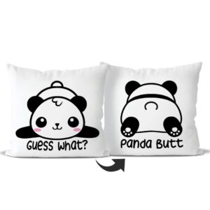 qiyuhoy funny panda throw pillow covers for bed,panda gifts for girls kid calming corner home bedroom play room nursery decorations, 18x18 inch pillowcase