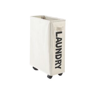 wrplu rolling slim laundry hamper with wheels, waterproof, durable, beige