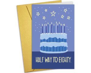 nchigedy funny 40th birthday greeting card, 40 years old birthday card for men women, 40th bday card, half way to eighty