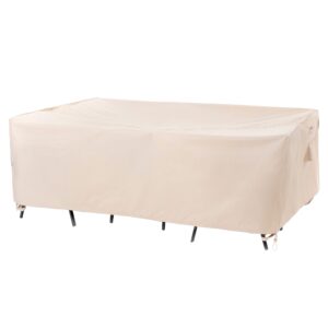 f&j outdoors patio furniture covers, waterproof uv resistant for table & chairs set, beige, 86"x44"