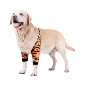 harikaji dog elbow protector, elbow sleeves with mesh pad for medium large dogs prevent licking wound(tiger,xl)