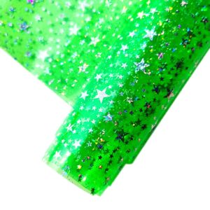 hyang glitter star water blue transparent pvc super clear holographic vinyl faux leather sheets 1 roll 12" x 47" (30cm x 120cm) for diy bows earrings bags diy crafts making