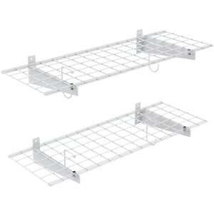 torack 2 pack garage storage system shelves, 15" x 45" wall mounted wire shelves for storage heavy duty garage wall shelving(pack of 2, white)