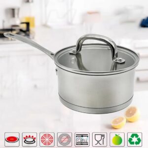 MAGGOPAN Stainless Steel Saucepans Impact Bonded Right Angles SS Saucepan 3.3QT 20cm