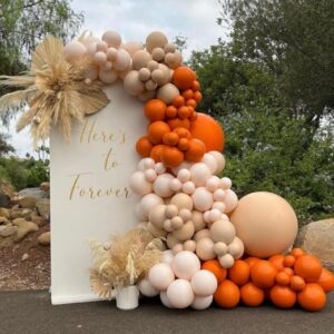 Burnt Orange Balloons Garland Arch Kit - Double Stuffed Matte Orange Cream Peach Apricot Terracotta Latex Balloon Different Sizes 18 12 10 5In Fall Ballon for Baby Shower Gender Reveal Party Holiday