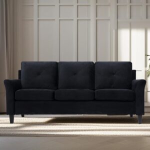 raelynn button tufted sofa &loveseat black modern sofa set - microfiber living room sets for small spaces sofa cama para sala modernos baratos, durable sturdy living room furniture tool-free assembly