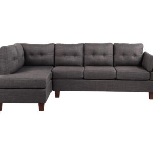 Dalia Dark Gray Linen Modern Sectional Sofa with Left Facing Chaise