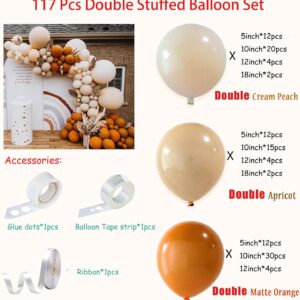 Burnt Orange Balloons Garland Arch Kit - Double Stuffed Matte Orange Cream Peach Apricot Terracotta Latex Balloon Different Sizes 18 12 10 5In Fall Ballon for Baby Shower Gender Reveal Party Holiday