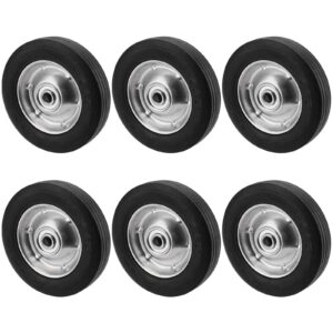 taicheut 6 pack 6" x 1.5" flat free solid rubber wheel, dolly wheels replacement hand truck wheels for tool carts and garden carts, 132 lbs load capacity, 1/2” bore hole diameter