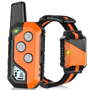 piouns dog training collar, ip67 waterproof dog shock collar with remote control, 3 training modes, shock, vibration and beep, rechargeable electric shock collar for large medium small dogs