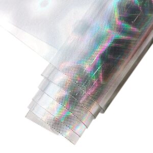 hyang transparent galaxy pvc super clear holographic galaxy vinyl faux leather sheets 1 roll 12" x 53" (30cm x 135cm) for diy bows earrings bags diy crafts making