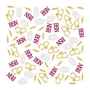 labakita bsn confetti for tables, 100 pcs glitter nurse confetti for table, medical school nursing party confetti, nurse/rn graduation decorations