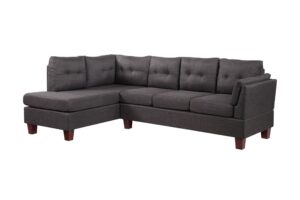 dalia dark gray linen modern sectional sofa with left facing chaise