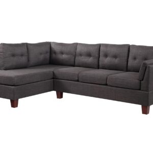 Dalia Dark Gray Linen Modern Sectional Sofa with Left Facing Chaise