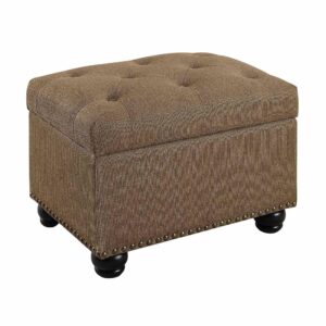 convenience concepts designs4comfort 5th avenue upholstered storage ottoman 24" - contemporary foot stool and seat with hinged lid for living room, dining room, office, sandstone fabric