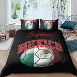 cuxweot mexico mexican flag soccer ball custom 3 piece bedding sets king size personalized duvet cover set quilt cover besclothes with name