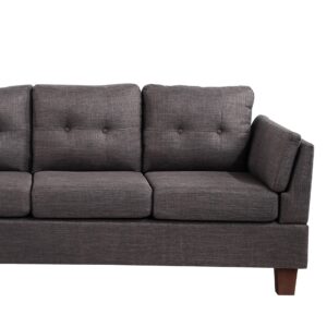 Dalia Dark Gray Linen Modern Sectional Sofa with Left Facing Chaise