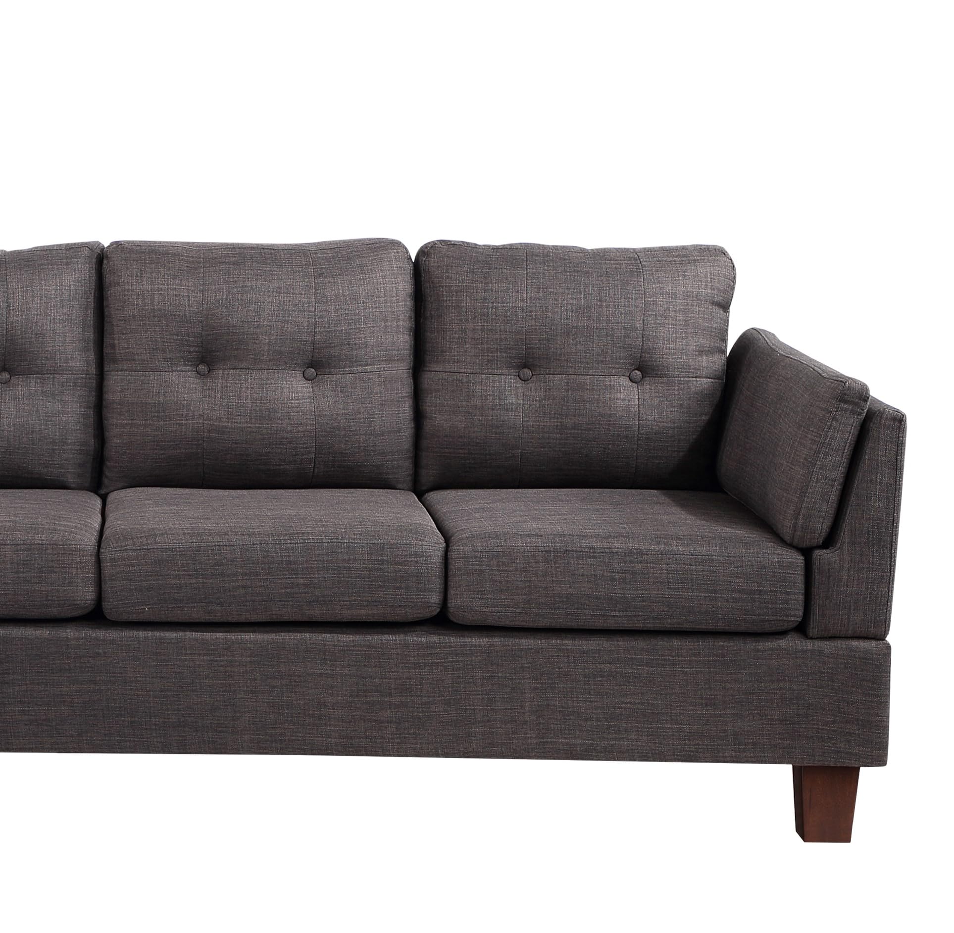 Dalia Dark Gray Linen Modern Sectional Sofa with Left Facing Chaise