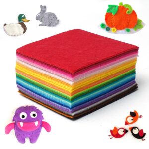 50 pcs felt sheets for crafts, 4x4 inch multi colored felt fabric sheets for diy, sewing & furniture projects, 1mm thick felt sheets