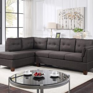 Dalia Dark Gray Linen Modern Sectional Sofa with Left Facing Chaise