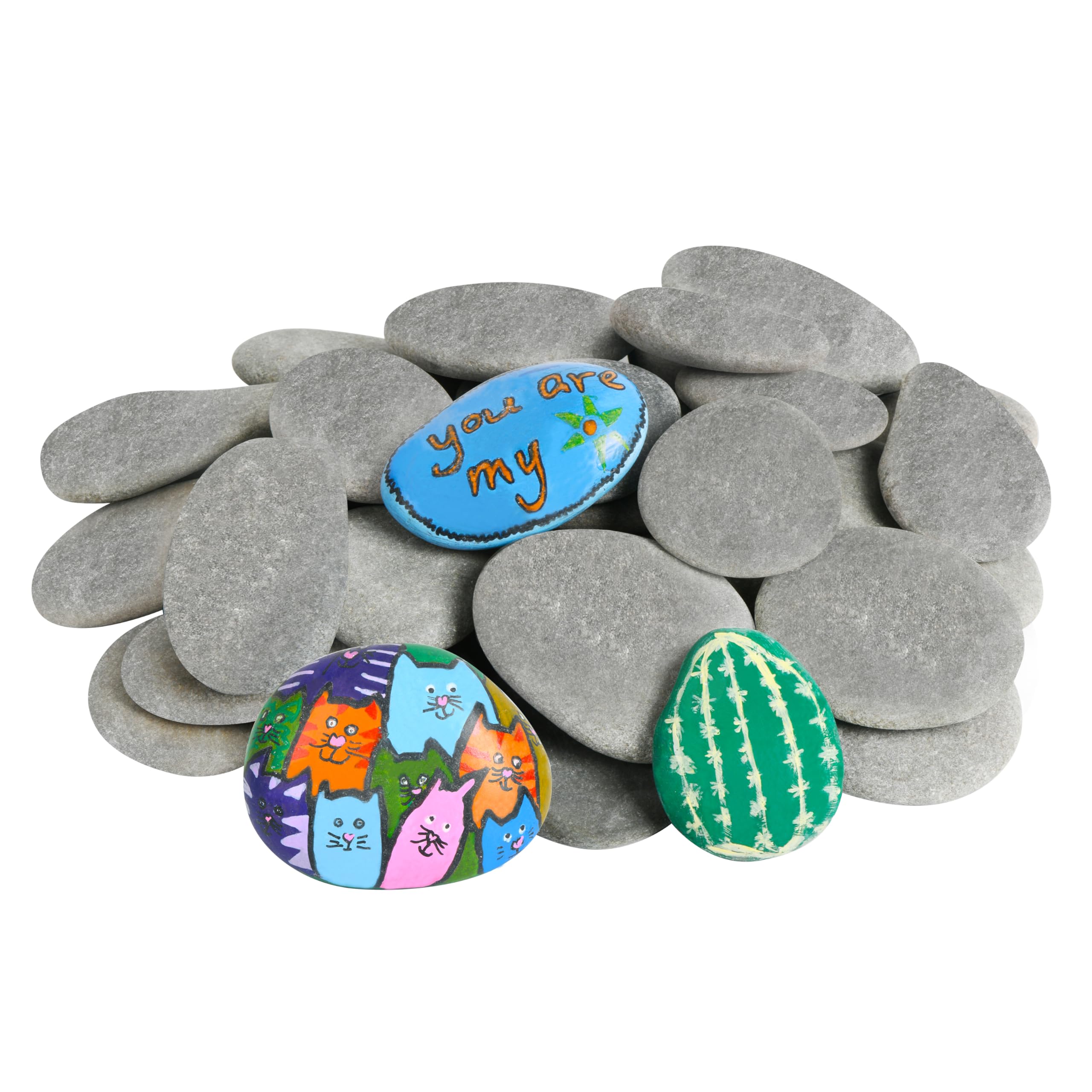 Simetufy 15 Pcs Rocks for Painting, River Rocks to Paint, 2"-3" Flat Painting Rocks, Smooth Rocks for Crafts, Natural Stones for DIY, Kindness Rocks Garden Decoration