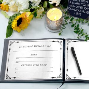 Funeral Guest Book, Memory Book Set, Funeral Sign in Guest Book, 285 Guest Entries with Name and Address, 9" 7" Golden Foil Guest Memorial Book, Loving Memorial Guest Sign in Book.