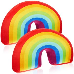 chunful 2 pcs rainbow pillow for girls kids 13.8 x 8.7 x 4 inch plush cute rainbow throw pillow arch shaped floor cushion stuffed rainbow decorative pillows for bed chair room home decor (colorful)