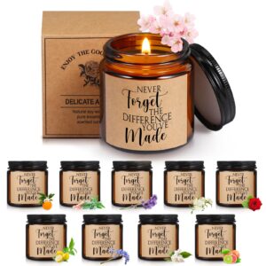 fumete 10 pcs never forget the difference you make candles inspirational 3.5 oz retirement candle gifts thank you gifts employee appreciation gifts for women coworkers teacher nurse(brown)