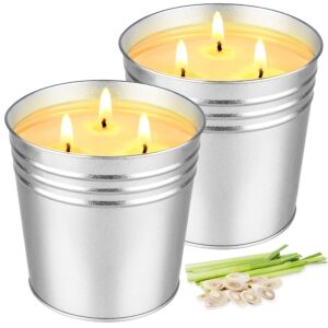 2 pack citronella candles, 3 wicks 17oz citronella candle outdoor for home patio, 160h long lasting, garden balcony camping bbq, decorative travel tin, natural soy wax jar candles