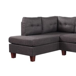 Dalia Dark Gray Linen Modern Sectional Sofa with Left Facing Chaise